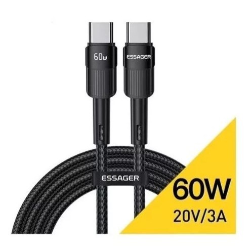 Cabo Usb-c 60w TurboCharger 2 metros Motorola, Samsung, xiaomi Essager ...