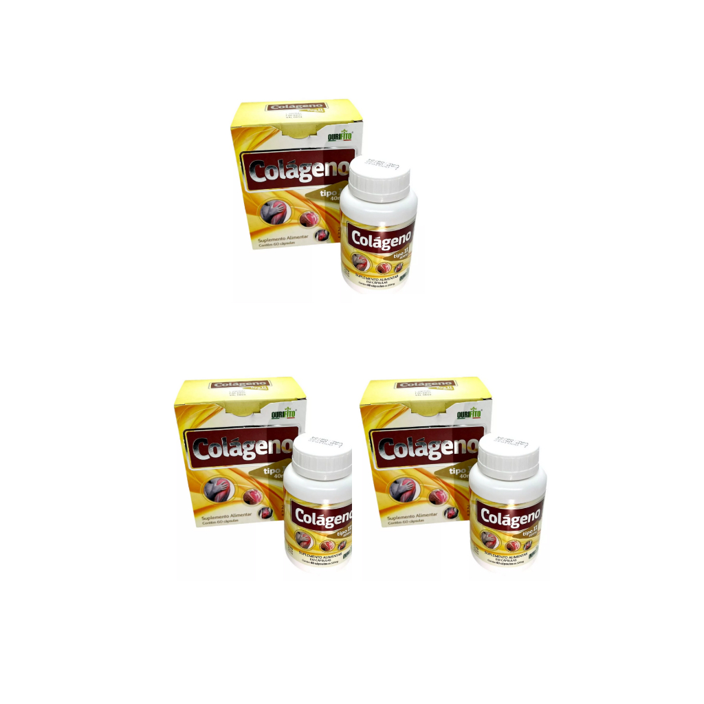Kit c/3 Colágeno Tipo Il 40mg Suplemento Capsula 60un Articulações ...