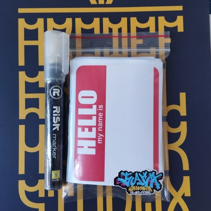 MARCADOR RISK MARKER PERMANENTE + 10 ETIQUETAS | Shopee Brasil