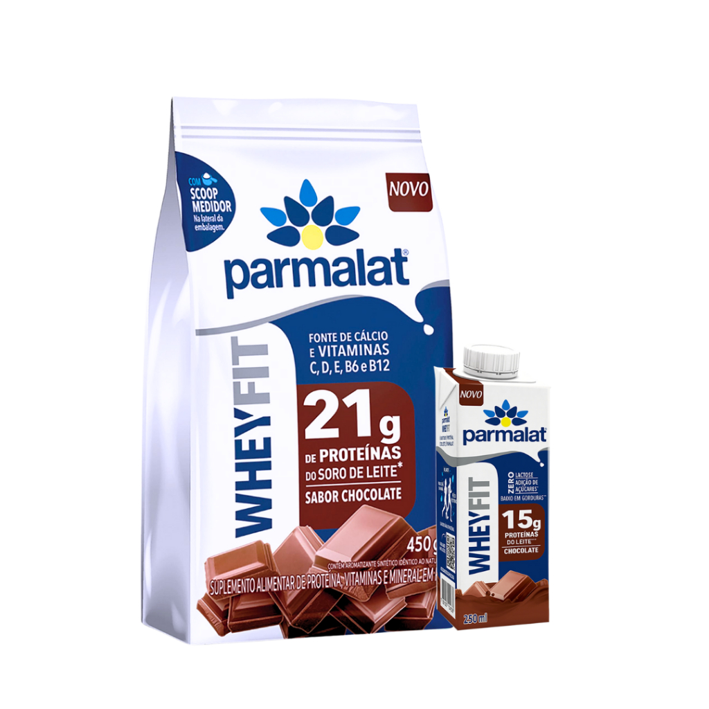 WheyFit Parmalat Sabor Chocolate 450g e 200g | Shopee Brasil
