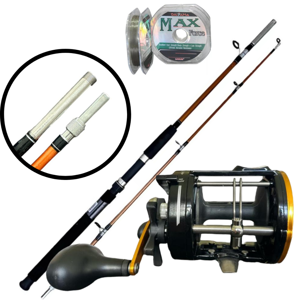 Pesca Carretilha Ottoni Giant Max Perfil Alto + Vara Century Super ...