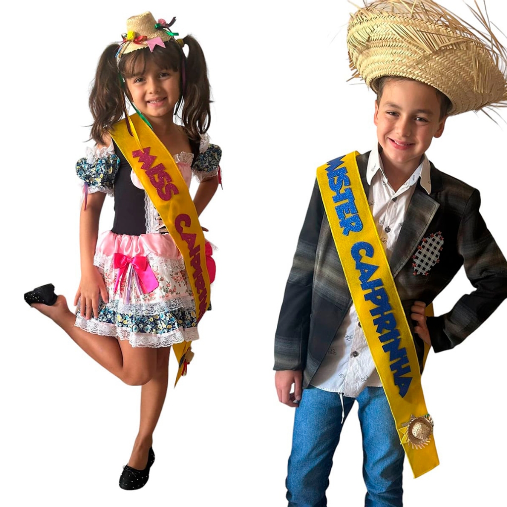 Kit Faixas Miss e Mister Caipirinha Look Festa Junina Arraiá | Shopee ...