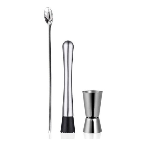 Kit Barman Bartender 3 Itens Socador Dosador Colher Bailarina Para Bar ...