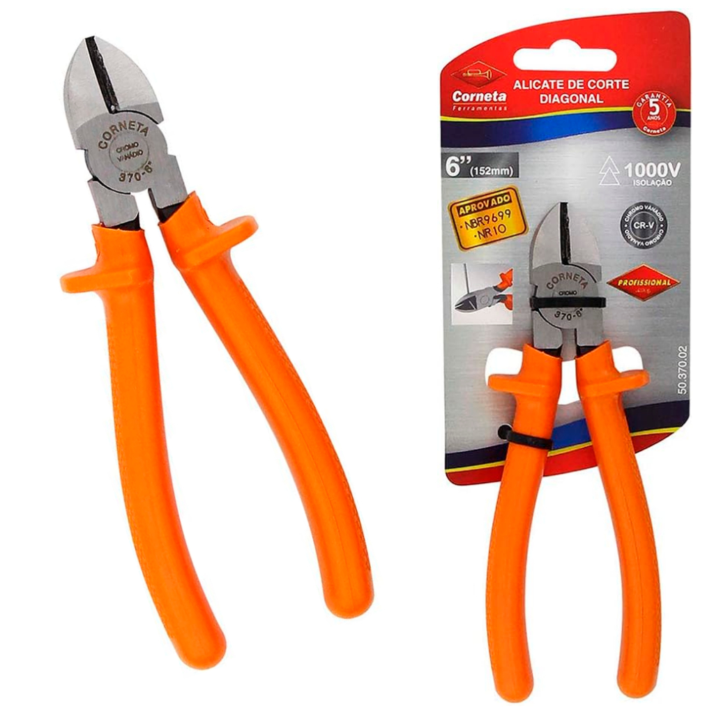 Alicate De Corte Diagonal 6Pol. Isolado 1000V Eletricista - Corneta Profissional | Shopee Brasil