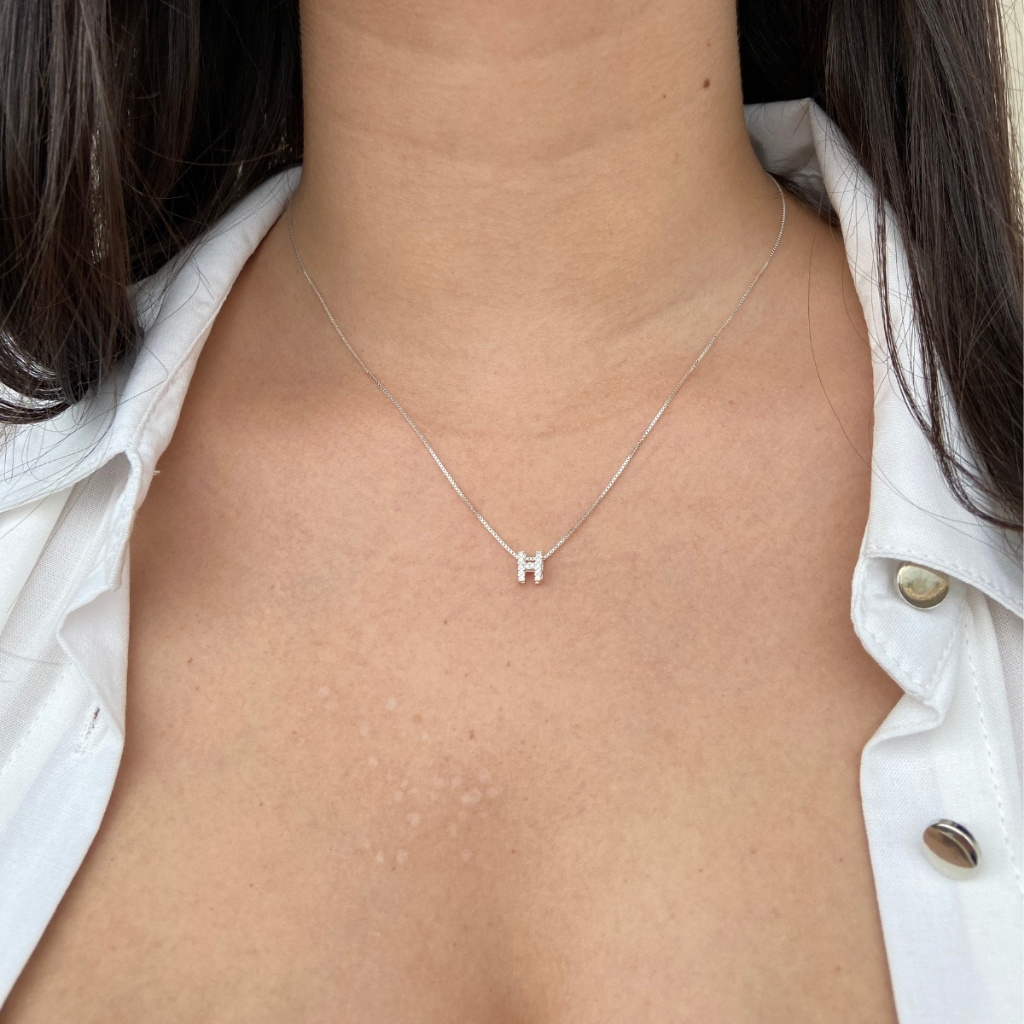 Colar Prata De Letras Inicial Nomes Cravejado 925 | Shopee Brasil