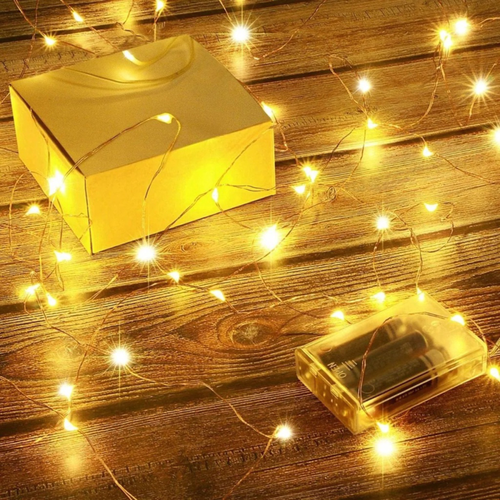Fio de Fada LED Branco Quente 10 Metros Natal Decoração Cordão De Luz ...