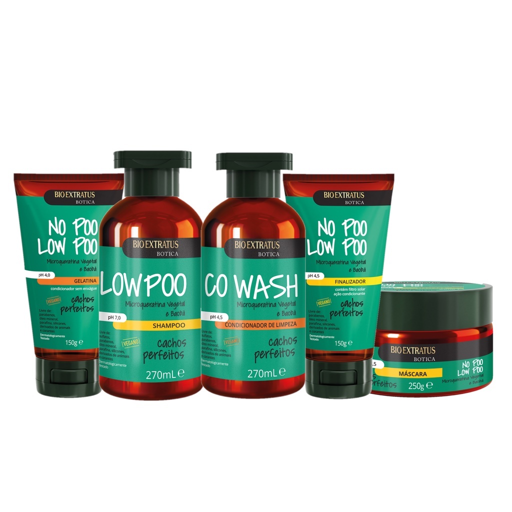 Kit Botica Cachos Bio Extratus No Poo Low Poo 5 Itens ( Shampoo ...