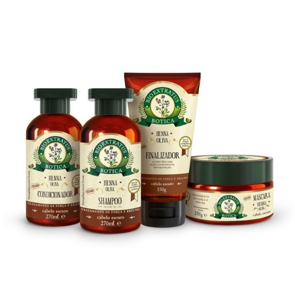 Kit Botica Henna Bio Extratus Linha Completa (Shampoo, Condicionador ...