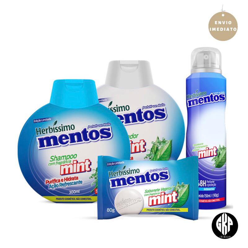 Kit Shampoo + Condicionador + Desodorante + Sabonete Mentos | Shopee Brasil
