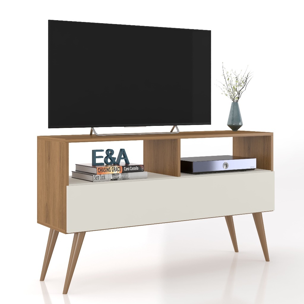 Rack Bancada E&A Tv 43 Pol. Sala Com Pes Retro 1 Gaveteiro E&A - Cores ...