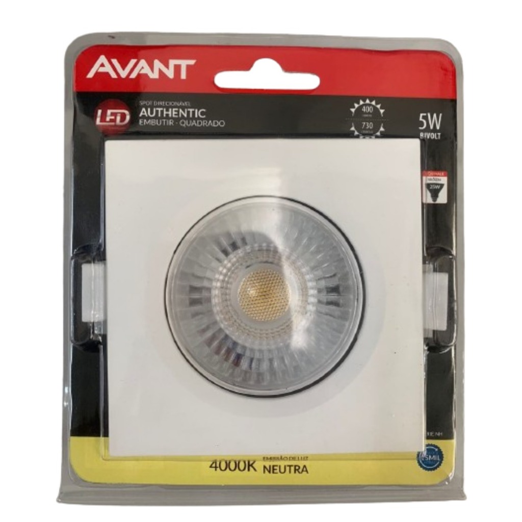 Kit com 12 Spots Led De Embutir 5w quadrado 4000k Luz Neutra Bivolt ...