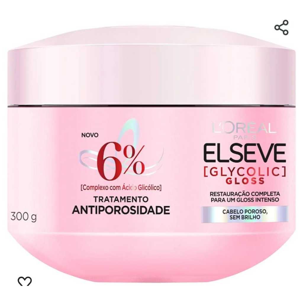 Elseve Máscara De Tratamento Elseve Antiporosidade Glycolic Gloss 300g ...