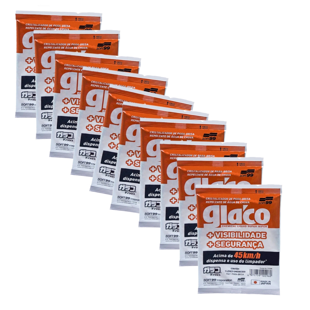 Kit 10 Glaco Lenço Automotivo Umidecido Cristalizador de Vridro ...