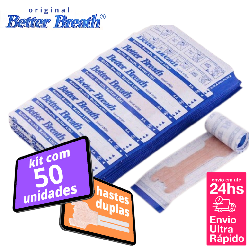 50 UNIDADES Dilatador Nasal Adesivo Forte Better Breath Respire Melhor ...