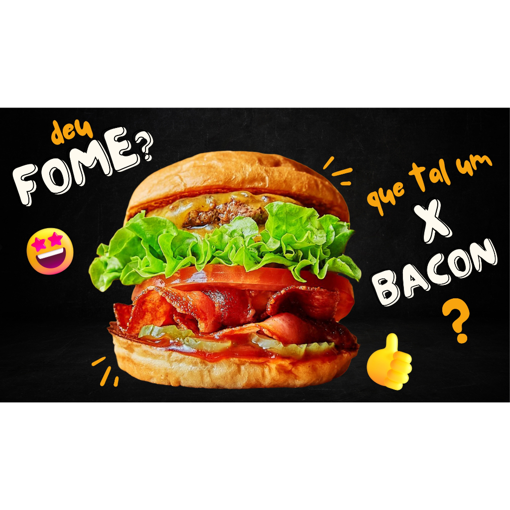 Painel Adesivo Decorativo Lanche Hamburguer X Bacon - Cola em carrinho ...