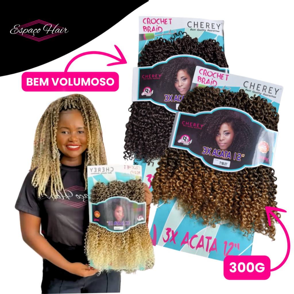 Cabelo Volumoso Acata | Fora da tela | Marca Cherey c/ 300g | Shopee Brasil
