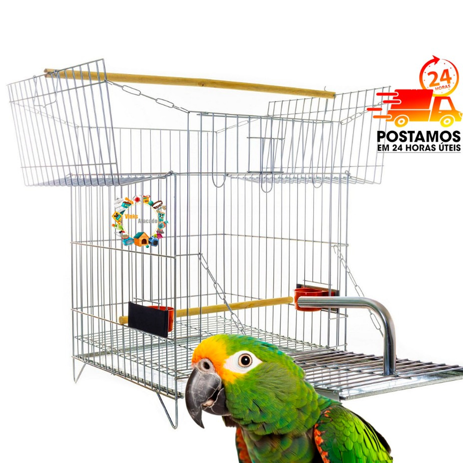 Gaiola TRIPLEX Aberta Grande Para Papagaios Maritaca Loro Calopsita ...