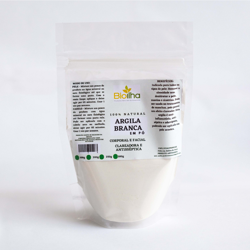 Argila Branca em pó 200g | Shopee Brasil