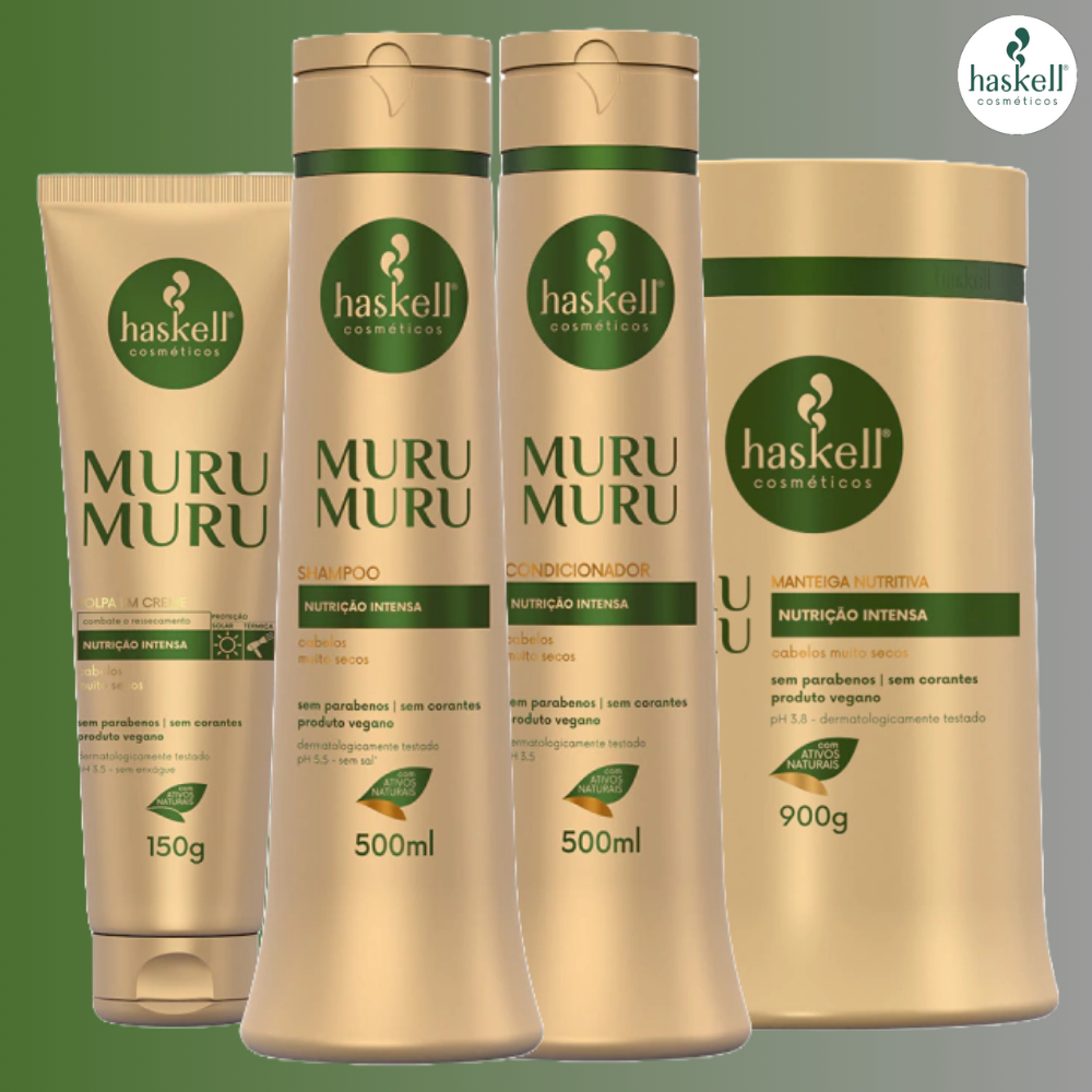 Kit Murumuru Haskel (Shampoo 500ml, Condicionador 500ml, Manteiga Nutritiva 900g e Polpa em ...