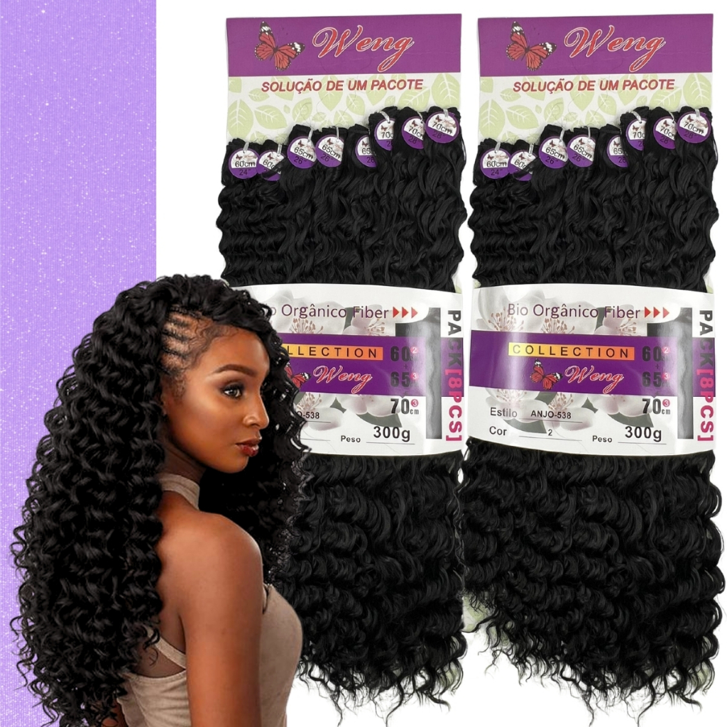 Kit 2 Cabelo Cacheado Orgânico Anjo Weng 70cm 8 Telas | Shopee Brasil