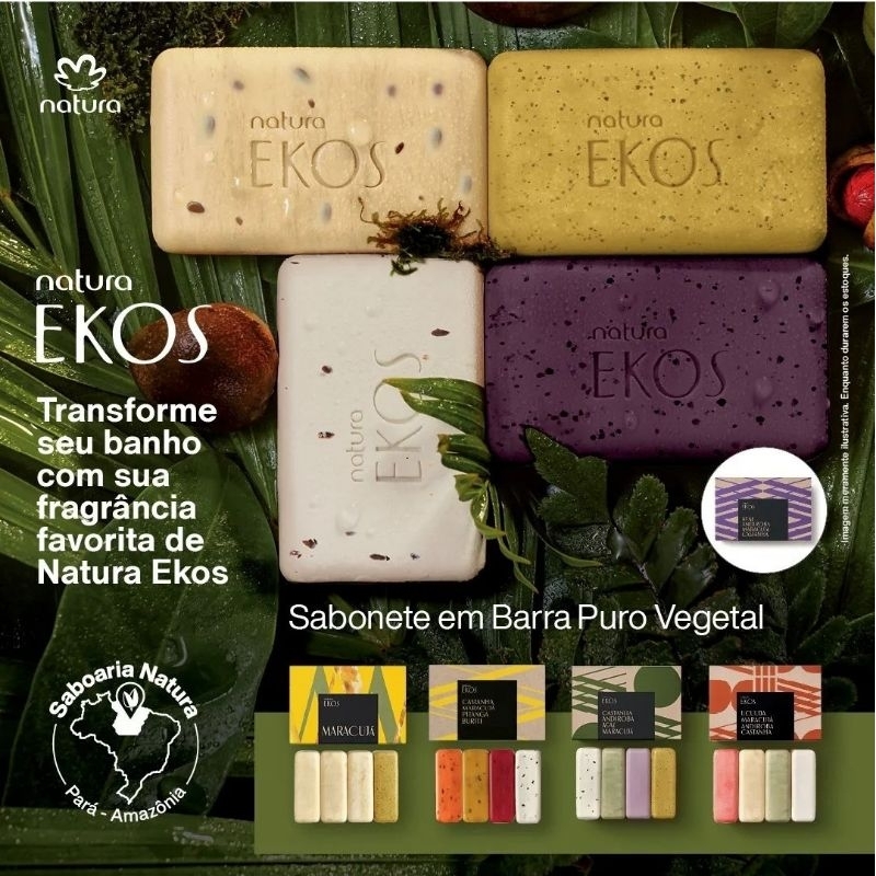 Caixa De Sabonetes Ekos Natura 4x100g CREMOSA, ESFOLIANTE OU ESFOLIANTE ...