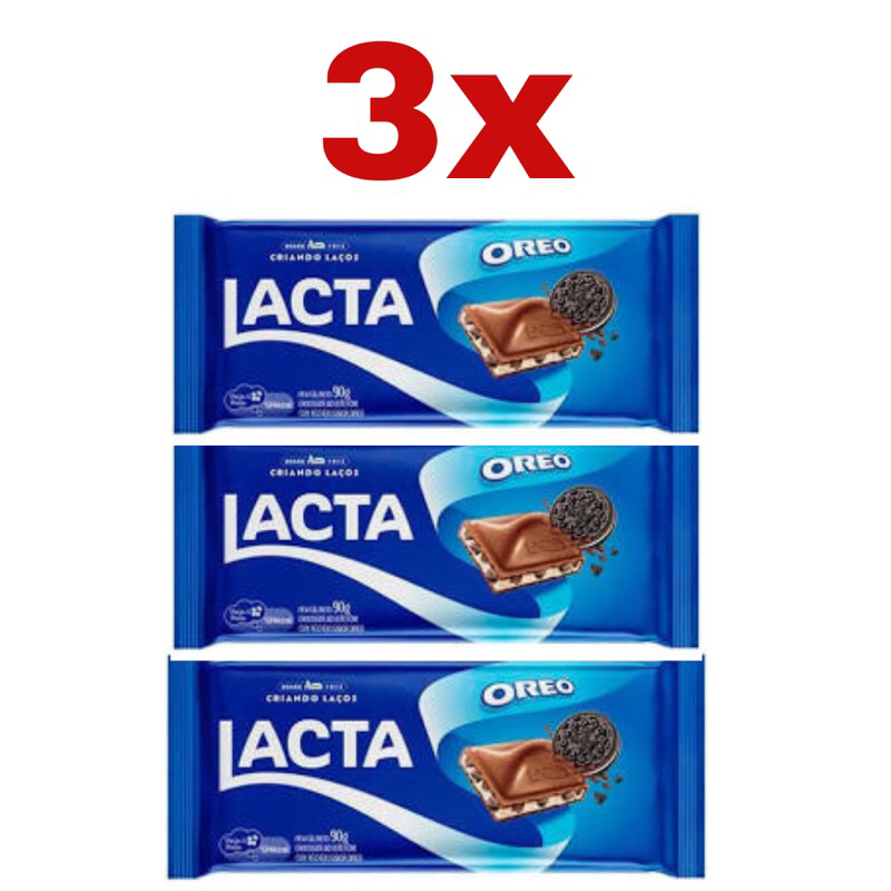 Kit 3 Barra Chocolate Lacta Oreo 90g tabletes Presente Páscoa | Shopee ...