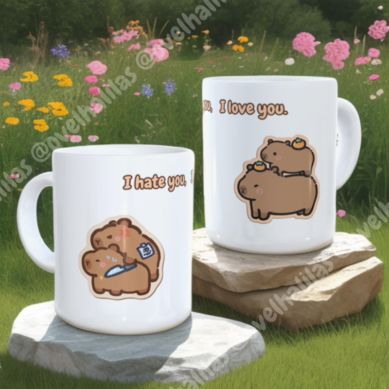 Caneca Porcelana Capybara (Capivara) I hate you, I love you | Shopee Brasil