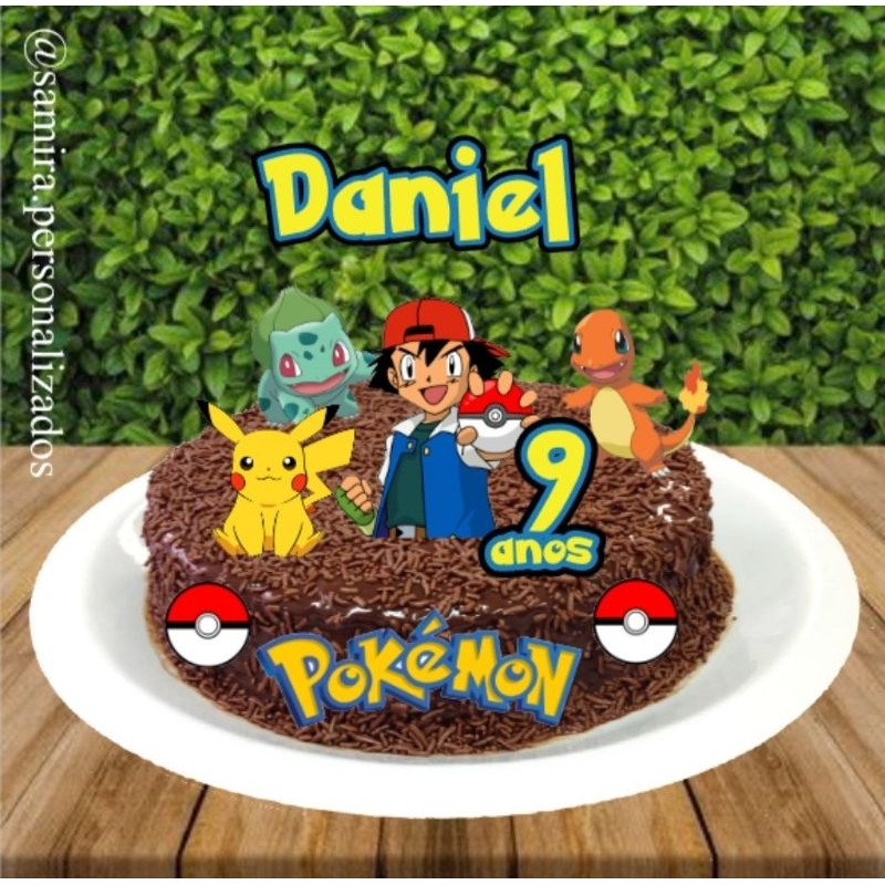 Topo Topper de bolo Pokemon personalizado | Shopee Brasil