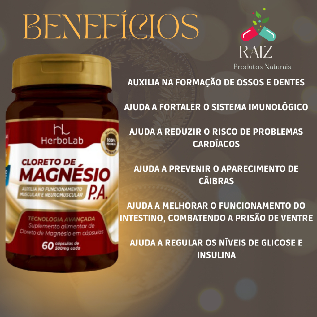 CLORETO DE MAGNÉSIO 60 cápsulas 500mg - Suplemento Alimentar | Shopee Brasil