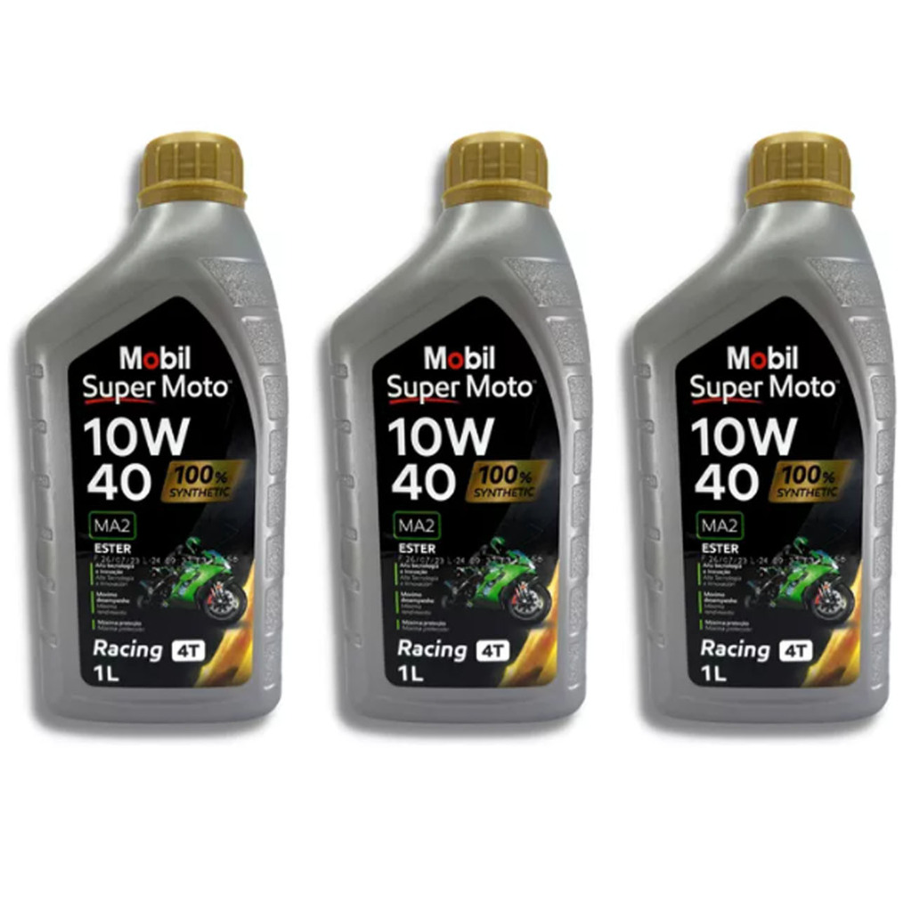 Kit 3 Óleos Mobil 100% Synthetic Super Moto 10w40 Racing 4t | Shopee Brasil