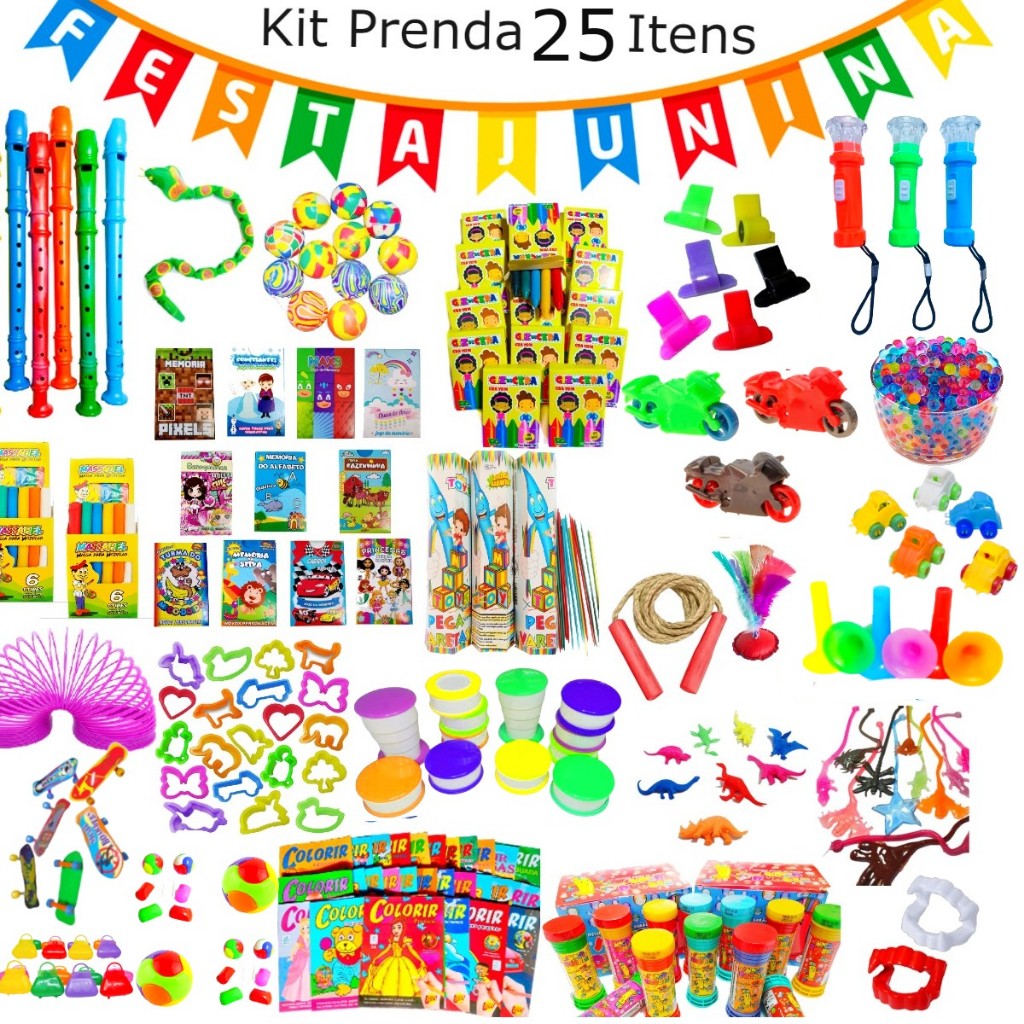 Kit 25 Brinquedo Infantil p/ Kit Festa lembrancinha Prenda dia das ...
