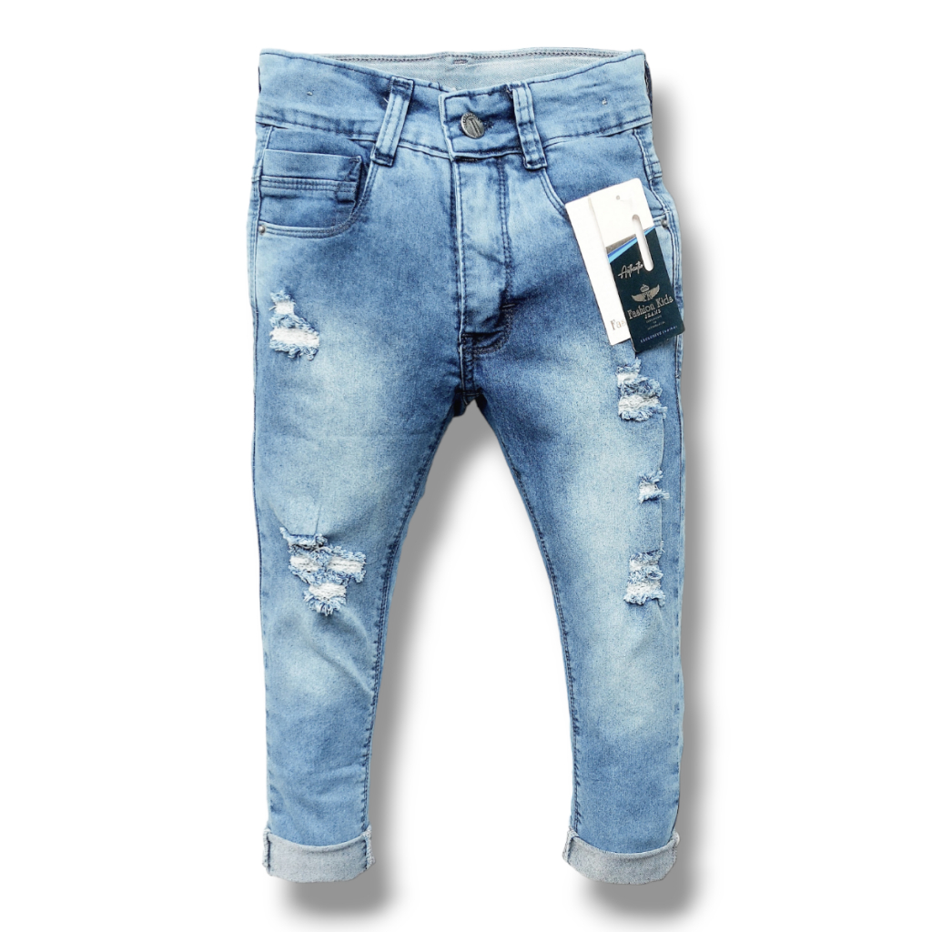 Roupa Infantil Calça Rasgada Destroyed Jeans Elastano Menino | Shopee ...