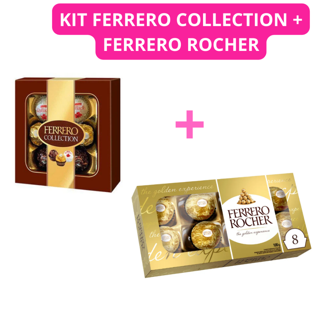 Caixa de bombom sortidos Ferrero Collection (77g); Ferrero Rocher (100g ...