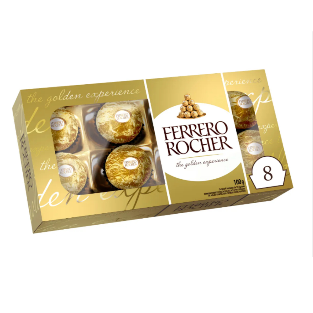 Caixa de bombom chocolate Ferrero Rocher c/8 unidades - 100g e/ou ...