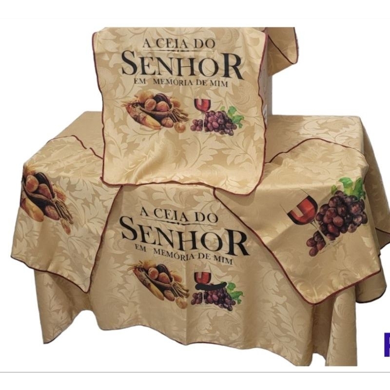Toalha De Santa Ceia Dourada Em Jacar Toda Sublimada | Shopee Brasil