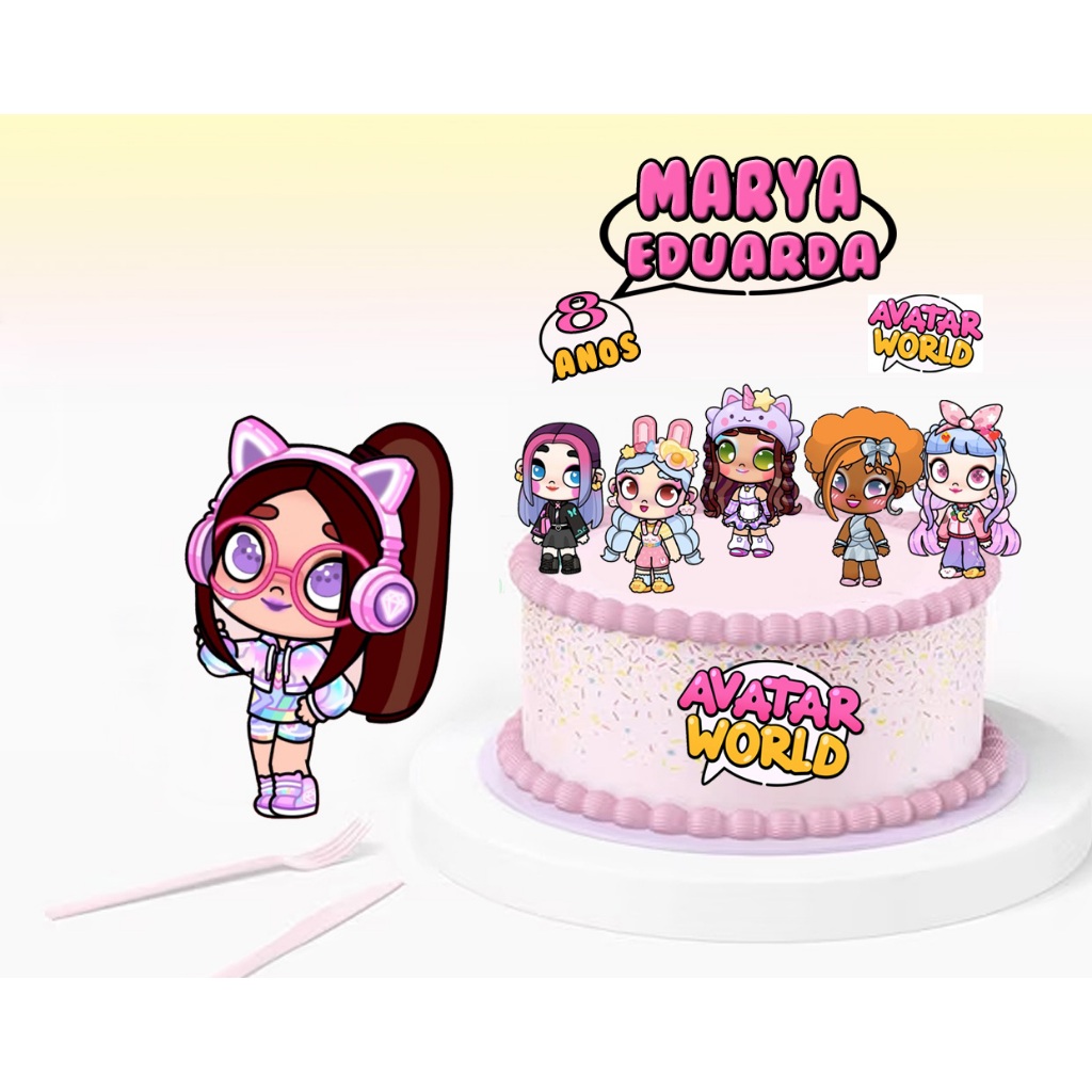 TOPO DE BOLO TEMA AVATAR GAME WORLD MENINA COM DISPLAY DE MESA | Shopee ...