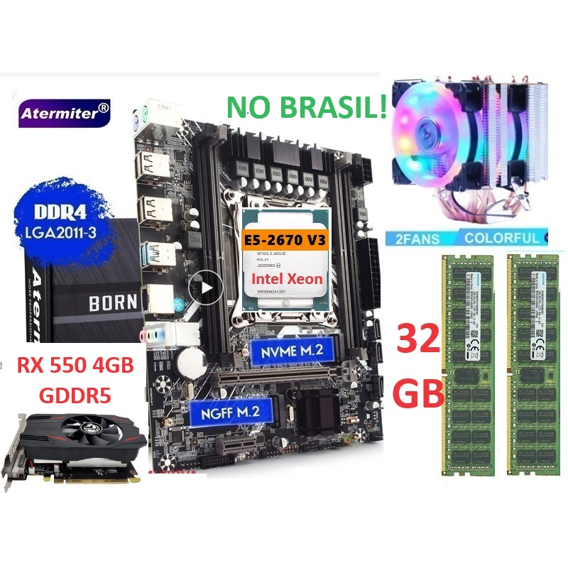 Kit Upgrade Desktop Intel Xeon 2650v4 X99 32gb DDR4 + Cooler Led ...