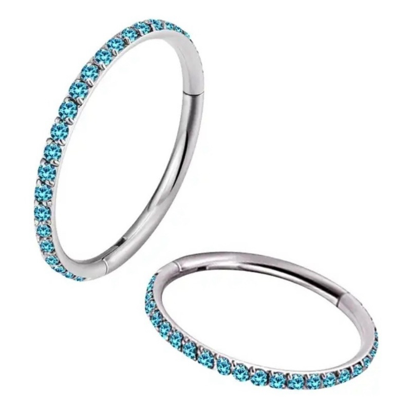 Piercing Argola Titânio pedra azul blue 6 8 10 12mm helix Conch trágus ...