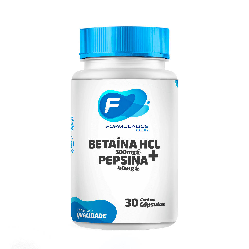 Betaína Hcl 300mg + Pepsina 40mg Enzimas Digestivas 30 Cáps | Shopee Brasil