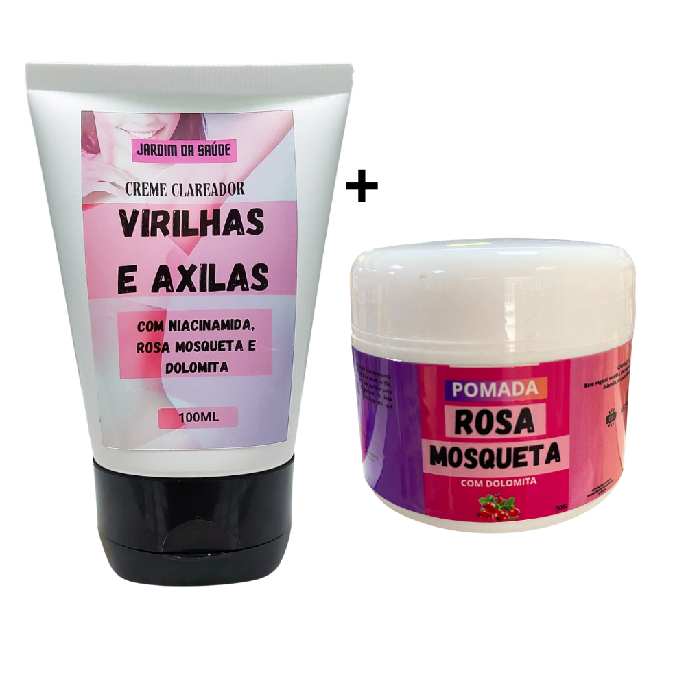 Kit Creme Clareador intimo Natural + Pomada Clareadora Rosa Mosqueta ...