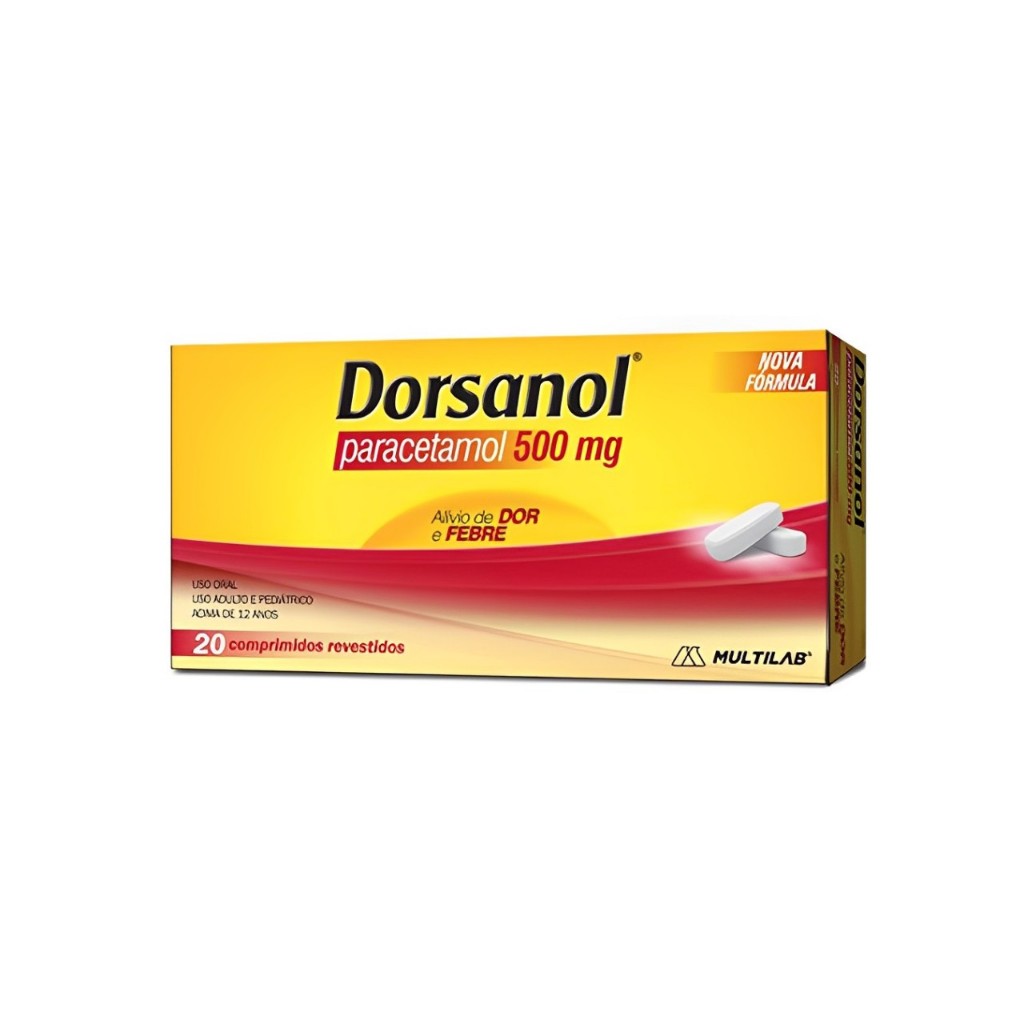 Dorsanol Paracetamol 500 mg Alívio De Dor e Febre Com 20 Comprimidos ...