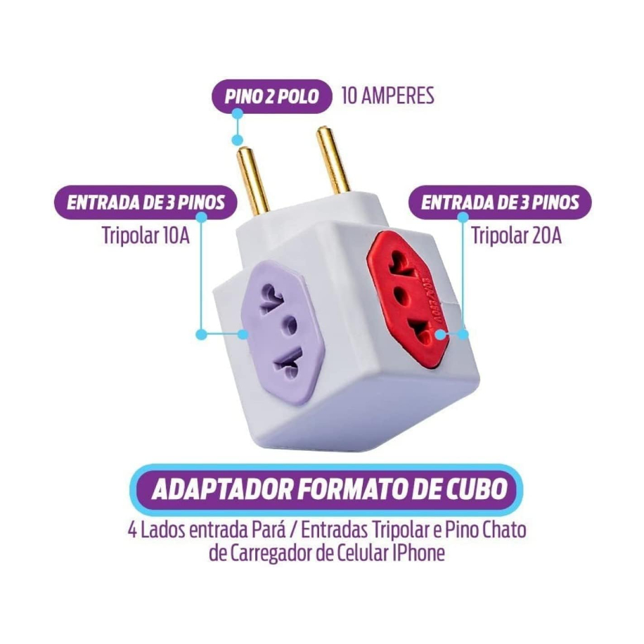 Kit 10 Benjamin Universal Tipo Cubo Adaptador de Tomada Pronta Entrega ...