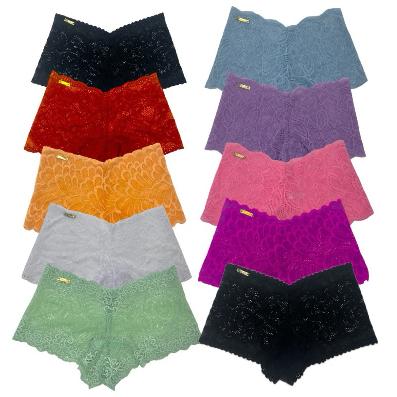 Kit 10 Calcinhas Caleson em Renda Shortinho Lingerie Conjunto Caleçon ...