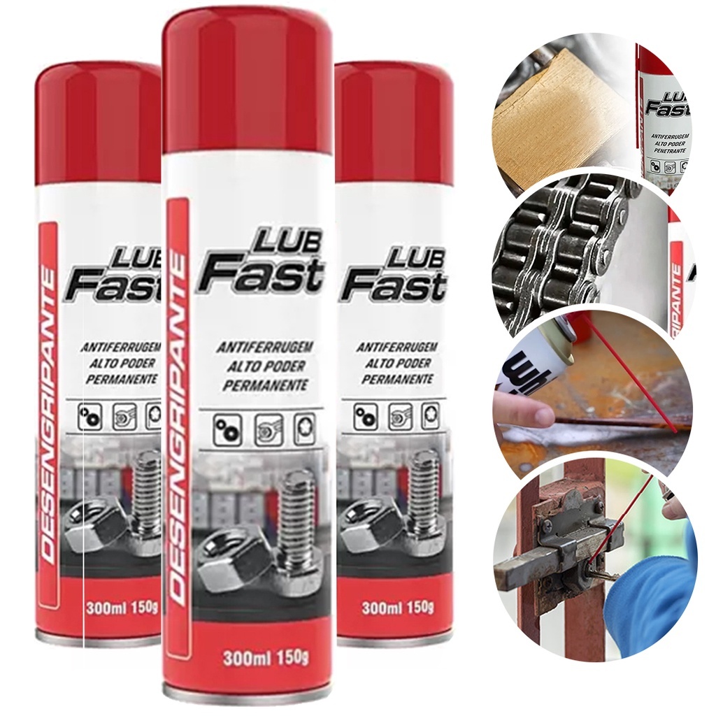 KIT COM 3 UNIDADES - Spray Lub Fast Desingripante 300ml; Óleo ...