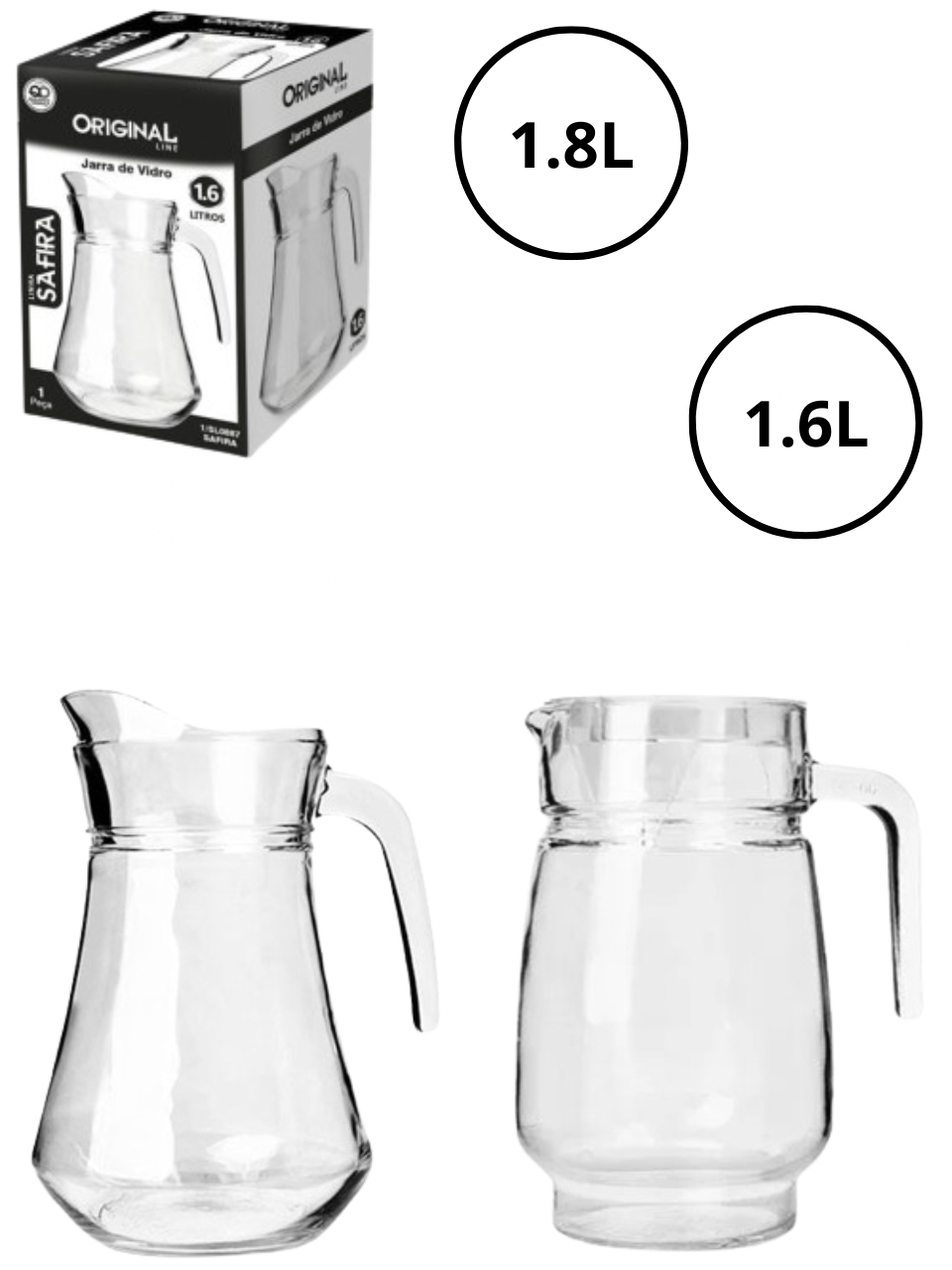 Jarra De Vidro Com Tampa De Acrílico Original Line 1,8L / 1,6L | Shopee Brasil