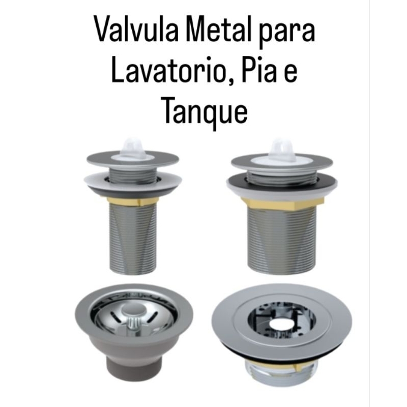 Valvula Metal para lavatorio, pia cozinha de inox ou granito com bojo ...