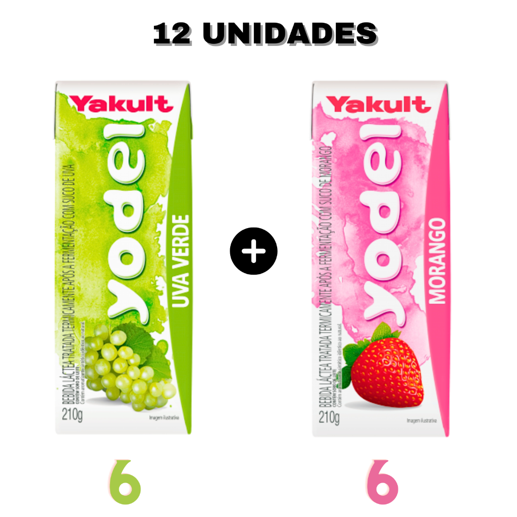 Caixa Kit Suco Yodel Yakult 12 Unidades Sabores Uva-Verde e Morango ...