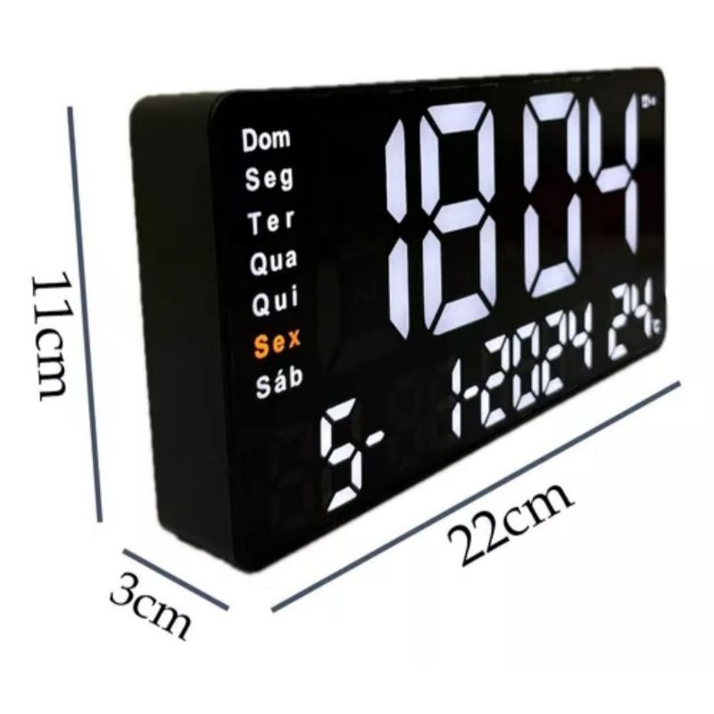 Relógio Digital Led de Parede e Mesa Calendario Alarme Data Temperatura | Shopee Brasil