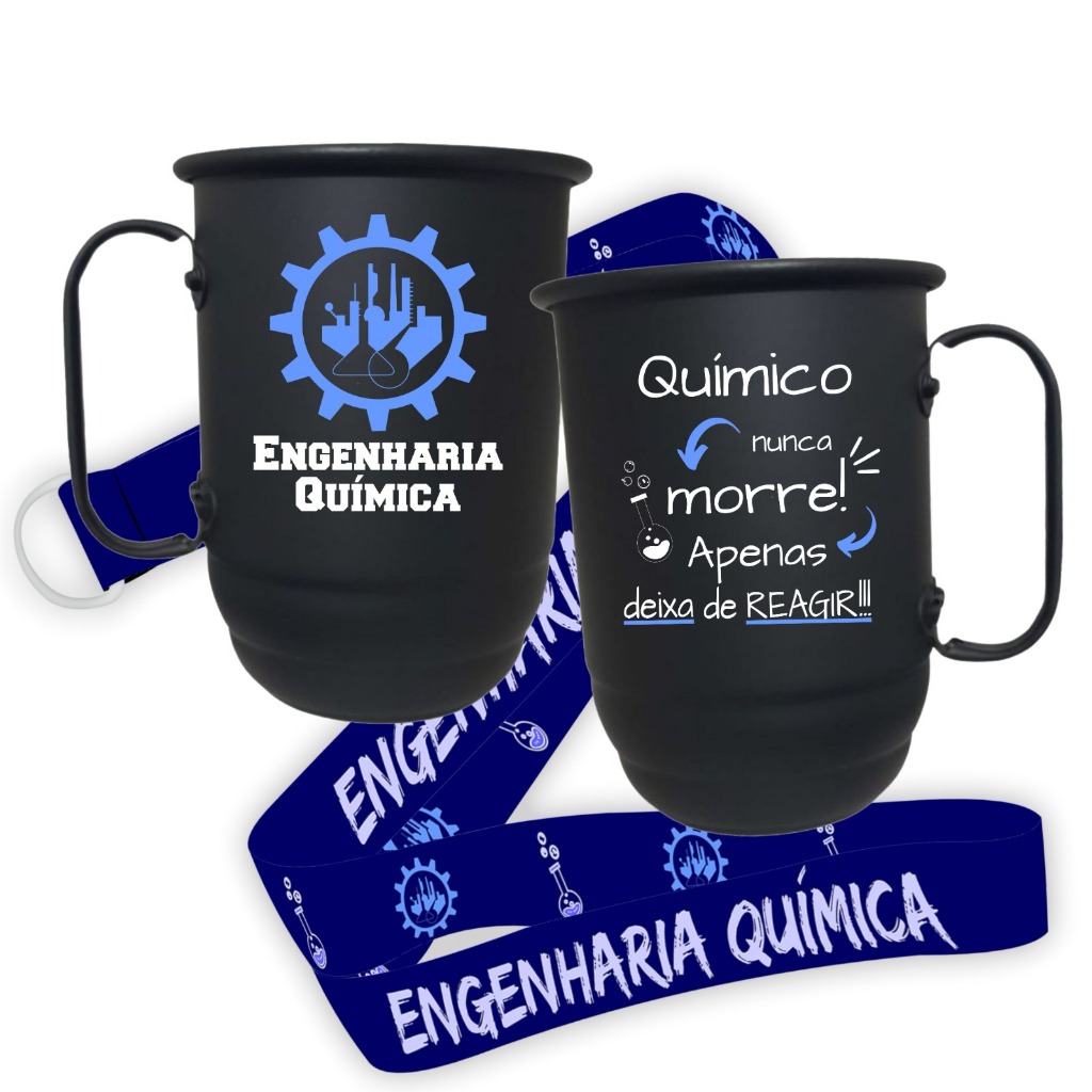 Caneca de alumínio universitária 500ml personalizada com tirante ...