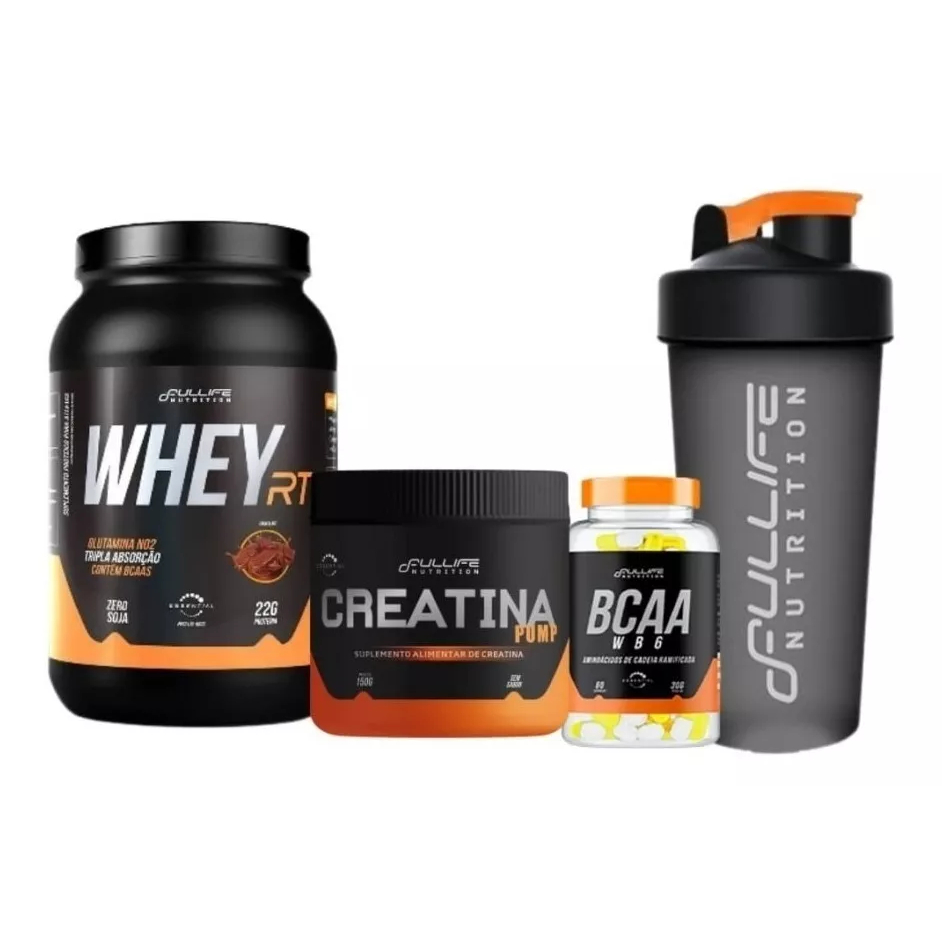 Combo Whey 900g Chocolate Creatina Pump 100g Bcaa 60 Cps
